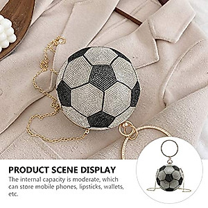 VALICLUD Evening Bag for Women Round Soccer Ball Football Shaped Purse Crossbody Dazzling Clutch Ring Handle
