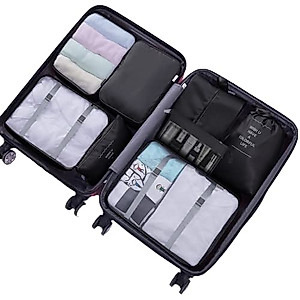 Blibly Packing Cubes for Suitcase, 9 PCS Lightweight Travel Luggage Organizers Set, Waterproof Luggage Packing Cubes for Travel Accessories(Black)