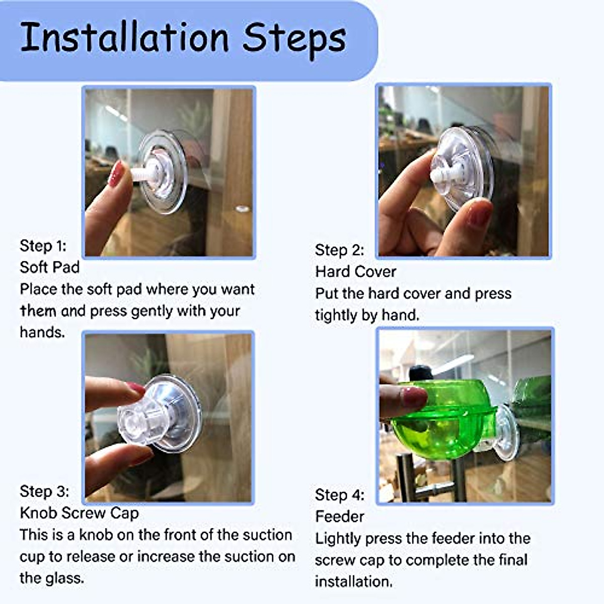 PINVNBY Reptile Suction Cup Feeder,Chameleon Feeding Food Bowl,Translucent Anti Escape Worm Live Fodder Container,Pet Ledge Water Dish Supplies for Lizard Gecko Bearded Dragon(4 Pcs)