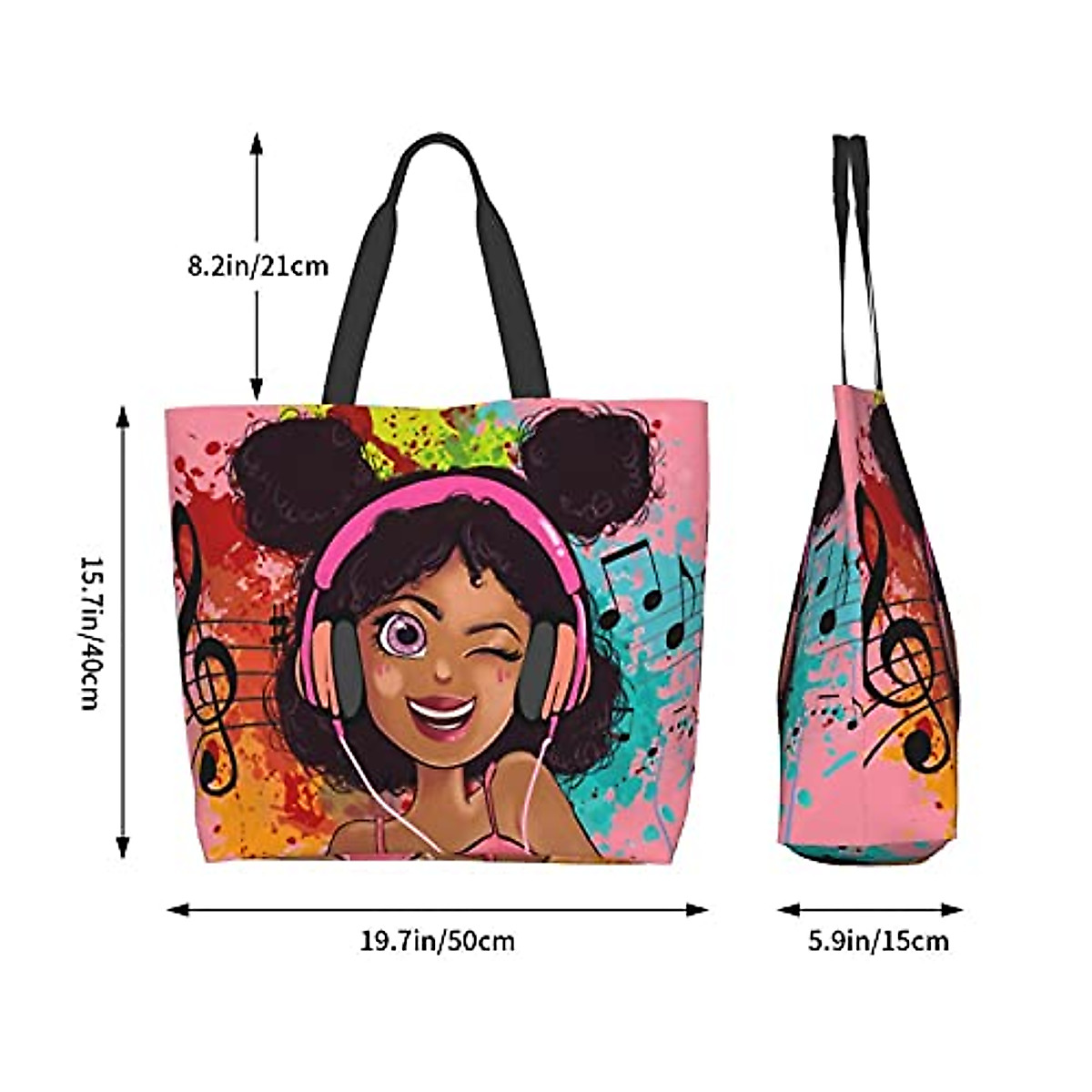 EZYES African American Womens Tote Bag Black Girl Tote Bag For Women Pink Large Casual Shoulder Handbag Beach Bag For Work School Gym