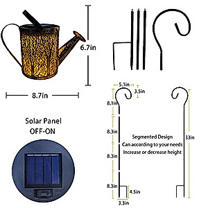 Solar Watering Can with Lights, Outdoor Garden Decor Hanging Lantern Waterproof Landscape Lights Outside Decorations for Patio Yard Art Flower Bed Backyard Gardening Gifts for Mom Grandma Women