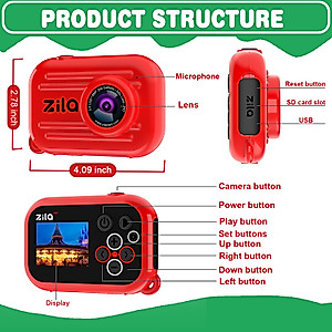 HD Kids Digital Camera,8 MP Photo and 1080P Video, 4X Zoom Waterproof and Dustproof Children's Digital Camera for Daily Use, Toys for Boys and Girls Over 3 Years Old.