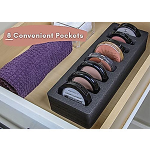 Polar Whale 2 Compact Organizer Stands Premium Durable Black Foam Tray Washable Waterproof Insert Storage for Home Bathroom Bedroom Cosmetic 11.7 x 4 x 2 Inches 8 Compartments