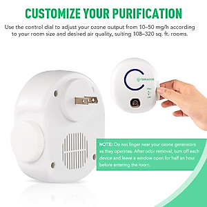 CO-Z Ozone Generator Air Purifier 2 Pack, Portable Plug-in Ozone Odor Eliminator Machines for Smoke Pets Toilets and Other Smells, Mini Air Cleaners for Home Office Travel More, Set of 2, White