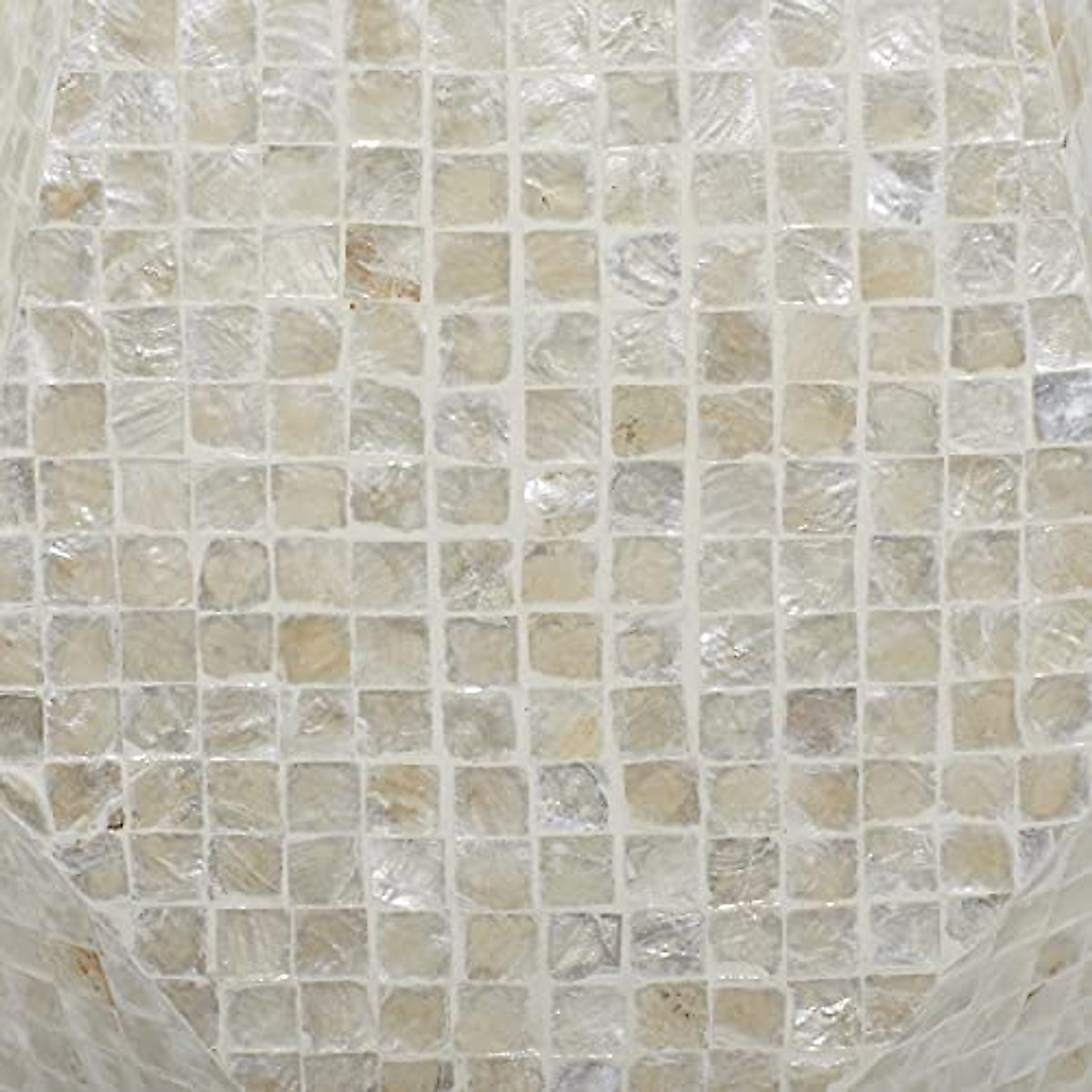 Deco 79 Mother of Pearl Shell Handmade Side End Accent Table End Table, Side Table 16" x 16" x 19", Cream