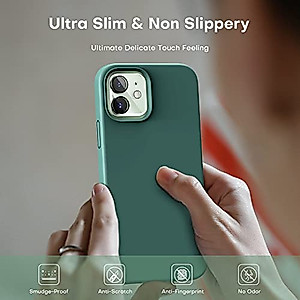 TOCOL [5 in 1 for iPhone 12, for iPhone 12 Pro Case, with 2 Pack Screen Protector + 2 Pack Camera Lens Protector, Silicone Shockproof Phone Case [Anti-Scratch] [Drop Protection], Midnight Green