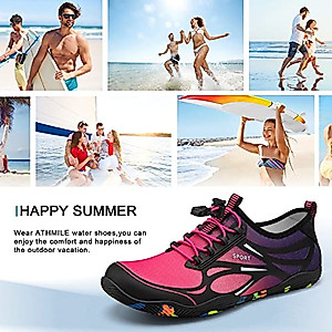 Water Shoes for Women Men River Shoes Adult Swim Beach Lake Pool Aqua Socks Barefoot Quick Dry for Hiking Surfing Kayaking Size Women 8.5 / Men 7.5 (4-Purple)