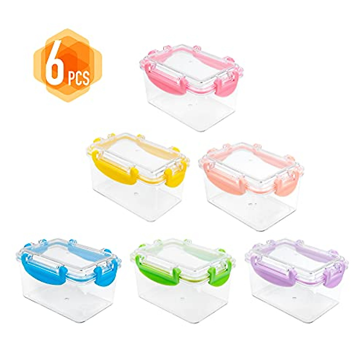 Small Plastic Box, Stackable Mini Plastic Storage Box with Lid, Clear Plastic Organizer Container for Jewelry Beads Small Crafts Items Accessories - 6 Pack