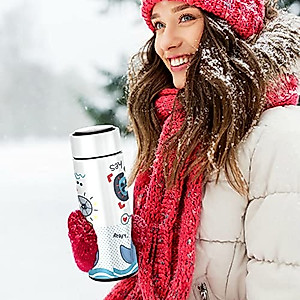 CaTaKu Cute Sea Shark Water Bottle Insulated 16 oz Stainless Steel Flask Thermos Bottle for Coffee Water Drink Reusable Wide Mouth Vacuum Travel Mug