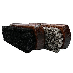 Valentino Garemi Shoe Polishing Brush Set | All Leather Footwear | Classic & Traditional Shine Polish Buffing | Genuine Horsehair Bristles Wood Handle Made in Germany