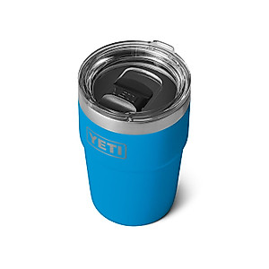 YETI Rambler 16 oz Stackable Tumbler, Vacuum Insulated, Stainless Steel with MagSlider Lid, Big Wave Blue