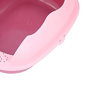 Open Top Cat Litter Box with Scoop,Kitty Litter Pan Prevent Sand Leakage,Waterproof Sifting Box for Small Cats,Durable Removable,for Cats Dogs Small Pets(Pink)