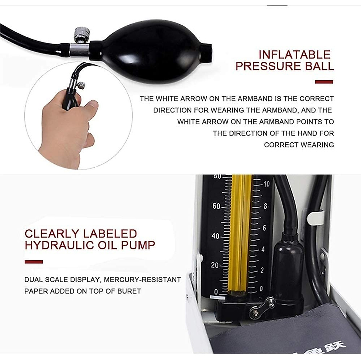 TTZ Professional Sphygmomanometer, Sphygmomanometer Set Accurate Readings Desktop Manual Blood Pressure Cuff Durable Carrying Case (Color : Sphygmomanometer)