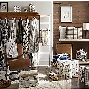 Eddie Bauer - Throw Blanket, Reversible Sherpa Fleece Bedding, Home Decor for All Seasons (Bunkhouse Plaid Beige, Throw)