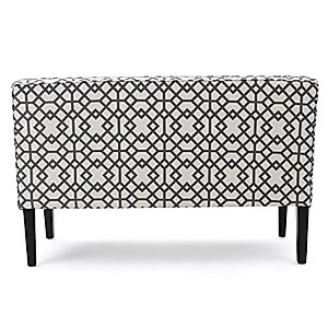 Christopher Knight Home Dejon Modern Fabric Loveseat, Gray Geometric / Matte Black