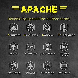 CakCity Digital Sports Watches for Men Military Watches with Compass Temperature, Steps Tracker, Large Dial, Model: Apache