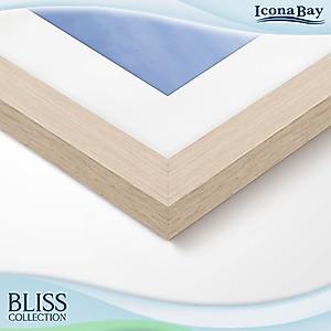 Icona Bay 12x16 Light Oak Picture Frame Fits 11x15 Photos with Mat to 9x12 Image, Modern Style Wood Composite Poster Frame, Wall Mount Only, Bliss Collection