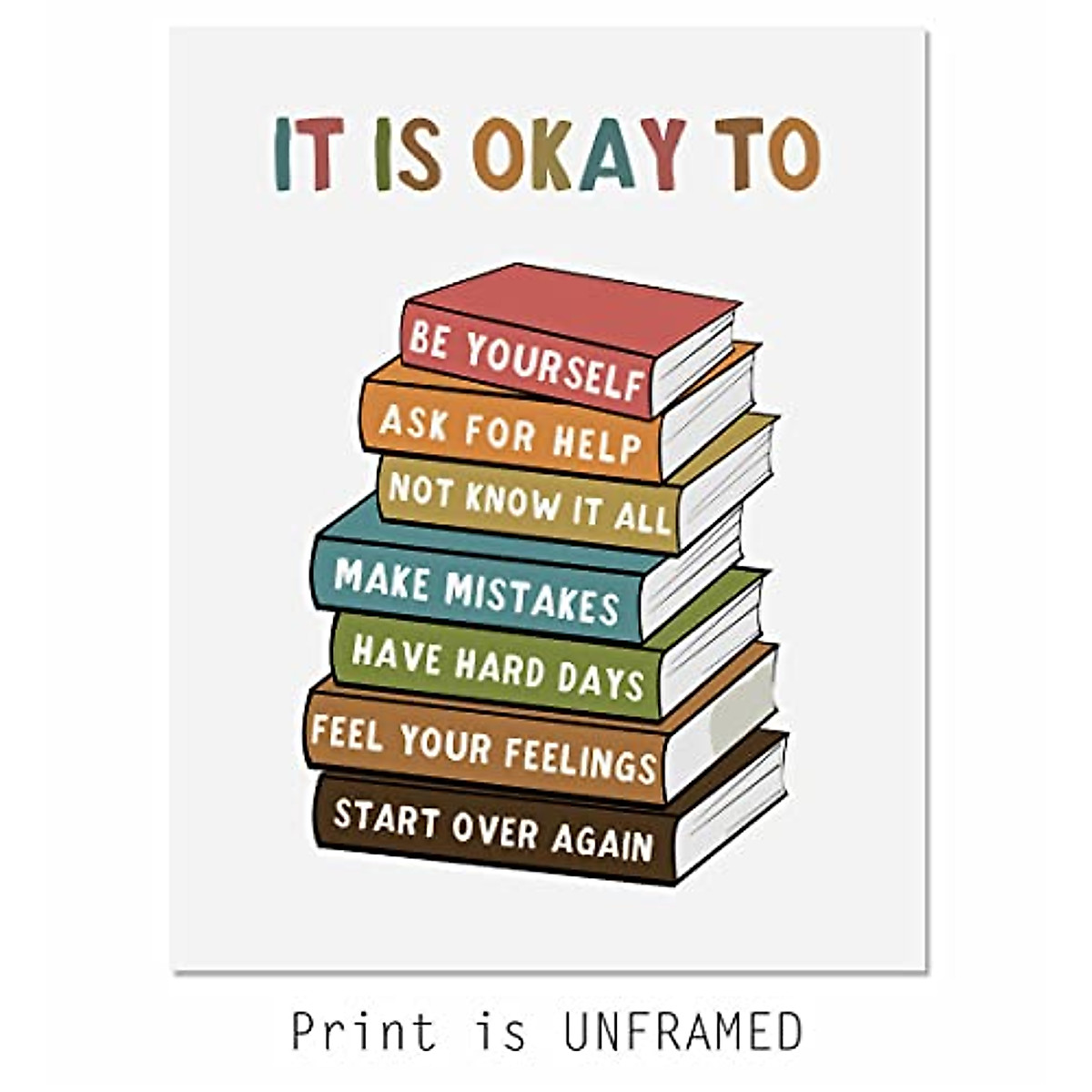 It Is Okay To Feel, Boho Classroom Decor, My Feelings, Classroom Poster, Educational Wall Art, Be Yourself, Playroom Wall Art Decor, School Counselor, Therapy Office Decor, No Framed (8X10 INCH)