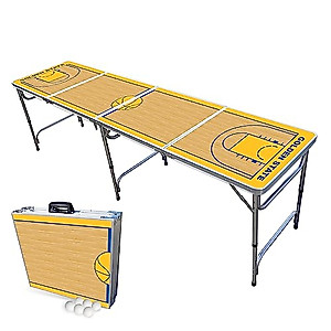 8-Foot Professional Beer Pong Table - Golden State Basketball Court