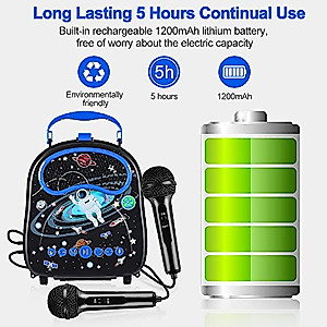 Kids Karaoke Machine for Boys Girls with 2 Microphone Portable Toddlers Singing Speaker Children Karaoke Toys with Voice Changer,Gifts for Birthday Holiday Christmas