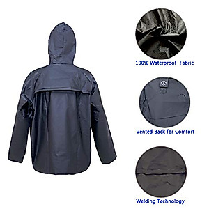 Niruoxn Rain Suit for Men Women Waterproof Ultra-Lite Rain Coat with Pants Reusalbe Portable(Black,Large)