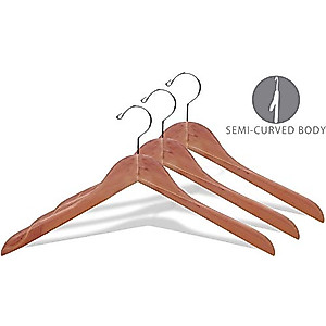Cedar Wood Top Hanger, (Box of 12) Unfinished Curved Hangers with Fresh Cedar Scent and Chrome Swivel Hook for Jacket Coat & Shirt by The Great American Hanger Company