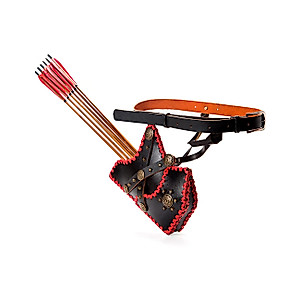 longbowmaker Archery Manchu Quiver Mounted Archery Side Quiver Black Cow Leather Archery Arrows Quiver Field Quiver