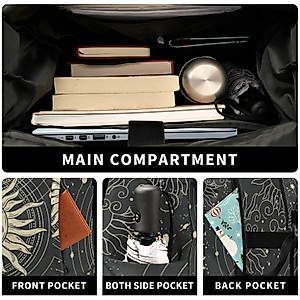 Astrology Tarot Goth Travel Roll Top Backpack for Men, Expandable Waterproof Trendy Laptop Backpack