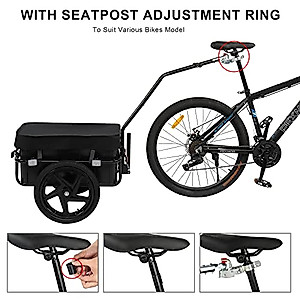 PEXMOR Bike Cargo Trailer with Removable Box & Waterproof Cover, Bicycle Wagon Trailer with 16" Wheels & Quick Release Universal Coupler, Large Loading Bike Trailer Storage Cart with Reflectors