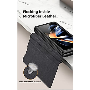 BAILI Samsung Z Fold 4 Leather Wallet Case,Samsung Galaxy Z Fold 4 Case with Card Slots,Galaxy Z Fold 4 Case with Card Holder Kickstand and Detachable Pen Slot Protective Case Carbon Fiber