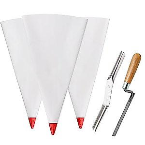 Tahikem 3 Pack Tile Grout Masonry Mortar Bag, 12" by 24" Heavy Duty Tear Resistant Puncture Tip Cement Sealer Bag, Mortar Bag Masonry, Grout Bag for Tile Installation, Grouting Bag (12x24 inch, Red)