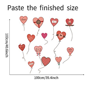 Valentine's Day Wall Decals Heart-Shaped Balloon Wall Stickers DIY Removable Mural for Nursery Baby Room Bedroom Doors Windows Valentine's Day Party Wall Decor