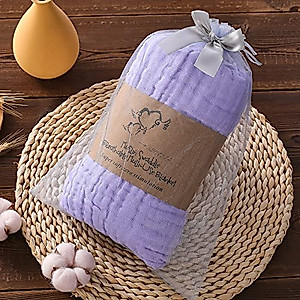 HardNok Muslin Swaddle Blanket 6 Layer Gauze, Super Soft Swaddle Wrap Blanket/Bath Towel/Nursing Cover/Bed Blankets for Boys Girls as Shower Gift (1, Noble Purple)