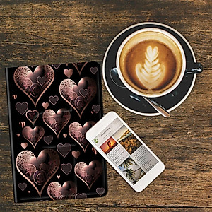 Universal Case for 9-10.5 inch Tablet, Leather Stand Protective Case Cover for 9.7" 10.1" 10.5" Tablet with Adjustable Fixing Silicon Band, Pink Heart