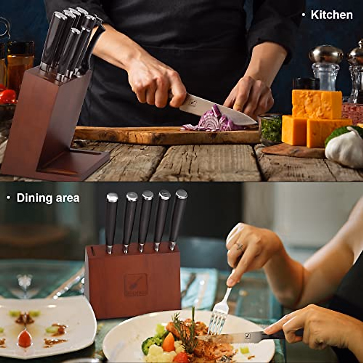 Knife Set, imarku 16-Piece Premium Kitchen Knife Set, Ultra Sharp Japanese Stainless Steel Knife Set with Block and Knife Sharpener, All-in-one Practical Knives Set for Kitchen, Father Day Gifts