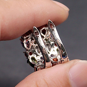 Vanessa Multi Gemstone Jewelry Sets for Women, Sparkling Garnet Amethyst Morganite Peridot Topaz Gifts For Her (Clip On Earrings)