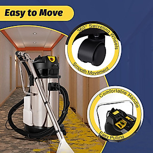 Carpet Cleaner, 110V 40L Commercial Upholstery Cleaner Machine 3 in 1 Portable Wet Dry Sofa Curtain Fabric Dust Cleaner with Long Flat/Dry/Water Vacuum Head and Round Brush for Carpet Sofa Curtain