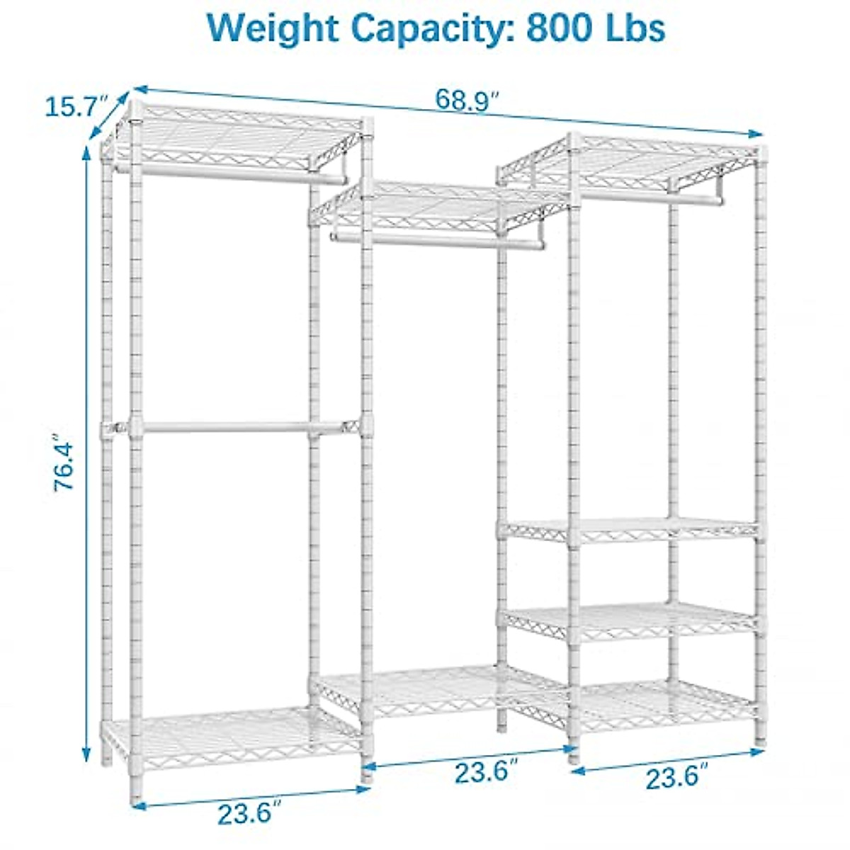 VIPEK V5 Portable Closet Wardrobe Heavy Duty Clothes Rack Freestanding Metal Clothing Rack, White
