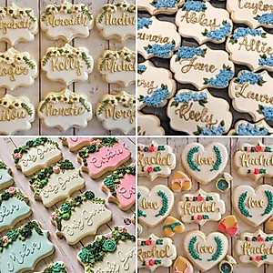 Crethinkaty 4PCS Plastic Bless Plaque Frame Pastry Biscuit Cookie Cutter Cake Fondant Cutters Mold Wedding Birthday Baby Party Baking（Style B）