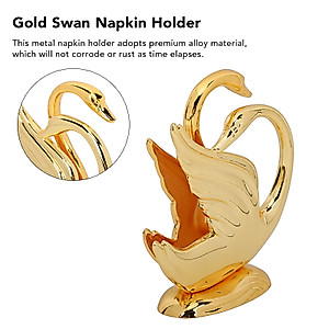 Gold Napkin Holder, Rustproof Metal Swan Napkin Holder, Elegant Golden Modern Table Serviette Holder, Durable Tissue Dispenser Stand for Home, Restaurant, Kitchen, Bar, Hotel