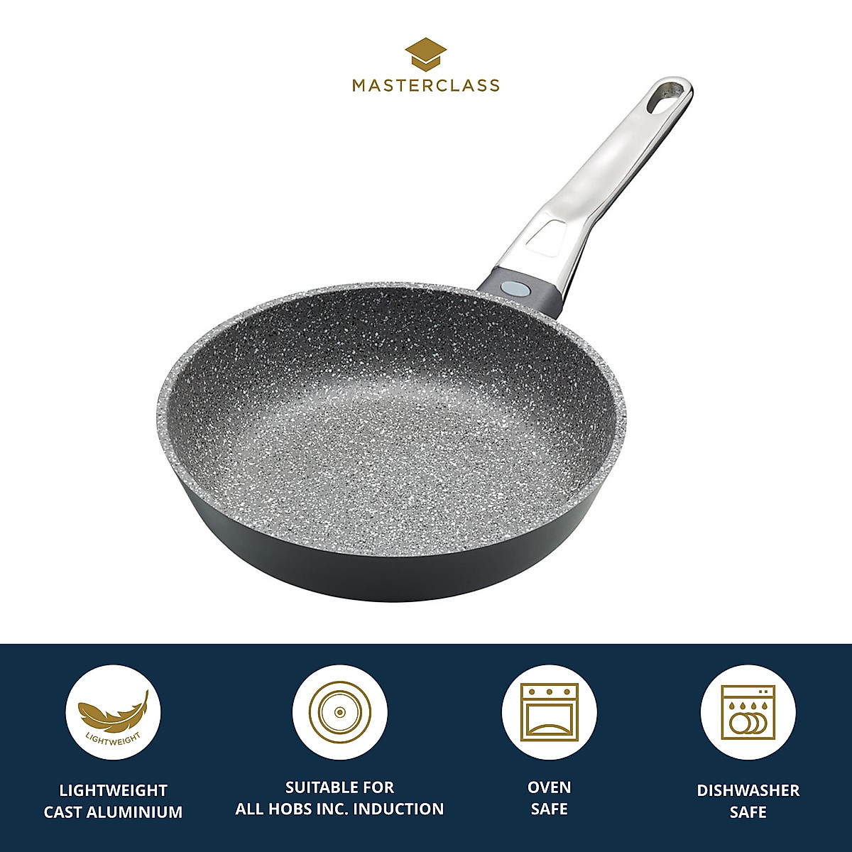 MasterClass Master Class Cast Aluminium Induction-Safe Non-Stick Frying Pan, 20 cm (8"), Grey