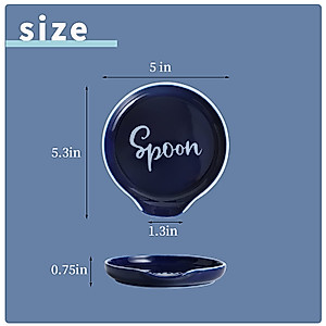 GDCZ Ceramic Spoon Rest for Stove Top 5 Inches Large Spoon Holder for kitchen Counter, Modern Spoon for Farmhouse, Cooking Utensil Rest, Kitchen Accessories, Dishwasher Safe (Navy, 1)