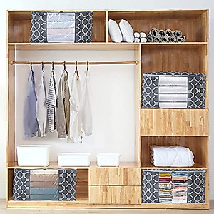 Vosign 3-Pack Large Storage Bags for Clothes Pillow Blankets, Foldable Storage Containers Organizers Bins with Reinforced Handles, Clear Window, Sturdy Zippers, 100L, Grey