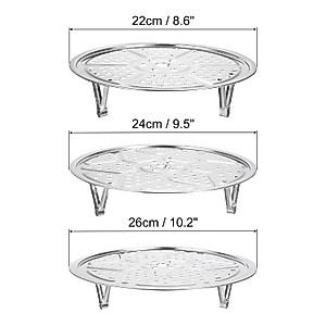 uxcell 3pcs Stainless Steel Steamer Rack with Stand, 8.6 Inches/9.5 Inches/10.2 Inches Pot Steaming Tray for Steamer Cookware Instant Pressure Cooker