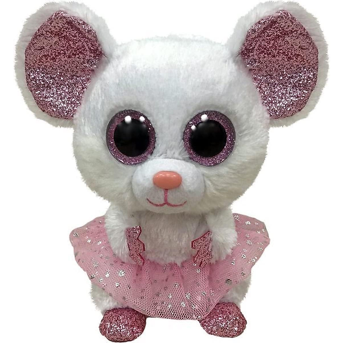 TY 2007519 Nina Mouse with Tutu Beanie Boo Stuffed Animal, Multicoloured, 15 cm