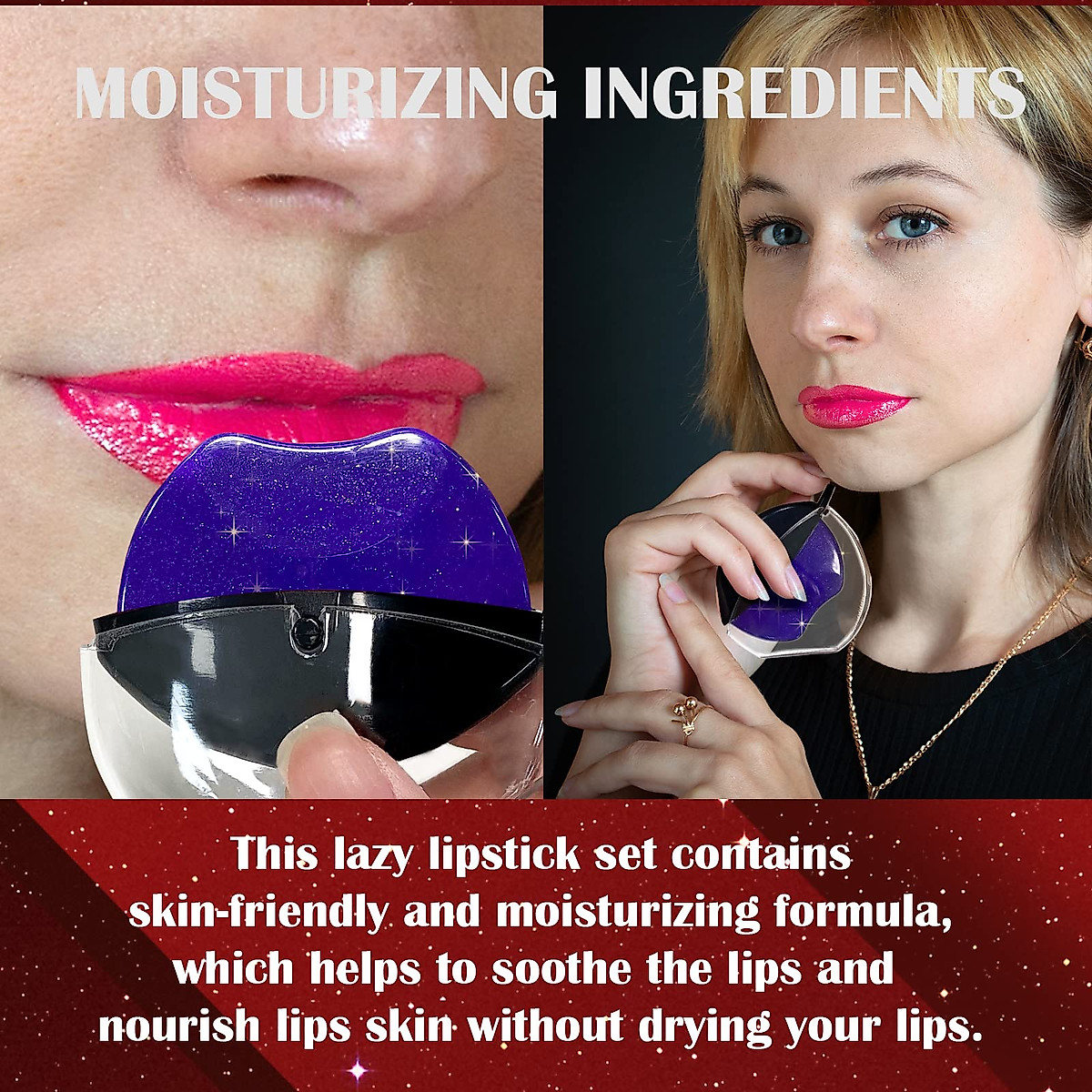 DAGEDA 3 Colors Lazy Lipstick, Pearl Lipstick Magic Color Changing Lipstick, Labiales Magicos Long Lasting Moisturizing Lipstick, Not Fade Lip Shape Lipstick for Lazy People（Color B