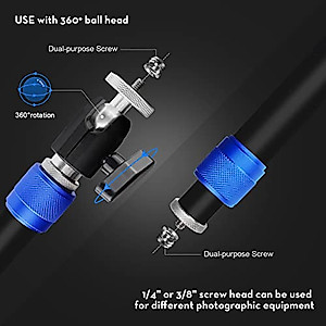 KapSnug 22-37 Inch Aluminum Tripod Extension Arm Overhead Camera Mount, Horizontal Retractable Center Column, 360-degree Ball Head, 170-degree Angle Adjustable Arm, Tripod not Included