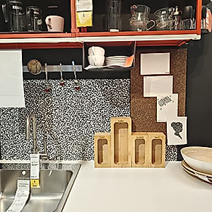 BATUMEYE Bag Storage Organizer Holder - Premium Moso Bamboo Kitchen Drawer Organizer Dispenser Compatible with Ziploc, Solimo, Glad, Hefty for Gallon, Quart, Sandwich & Snack