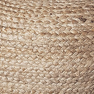 Decor Therapy Round Braided Natural Jute Woven Pouf Ottoman, 19" x 10"