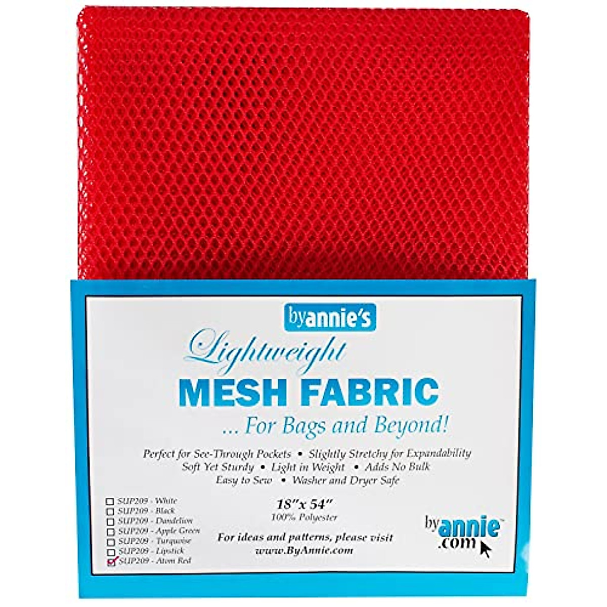 Mesh Fabric Lightweight Primary Bundle- Dandelion, Parrot Blue, White, Black and Atomic Red - 18" x 54" with Tape Measure-Bundle of 6 Items Primary